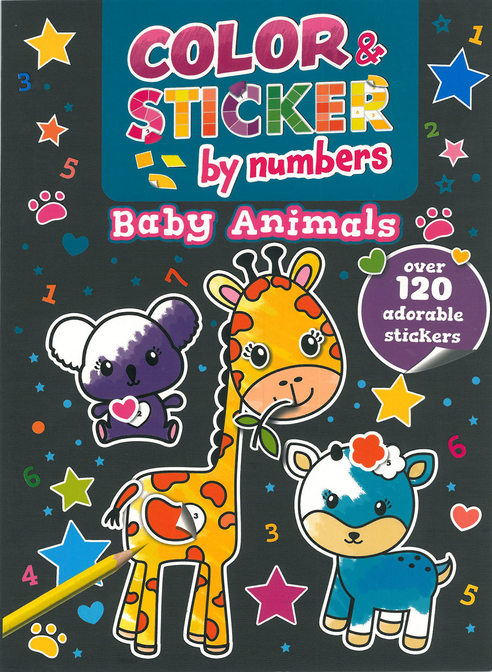 Learning is Fun. COLOR & STICKER BY NUMBERS-BABY ANIMALS